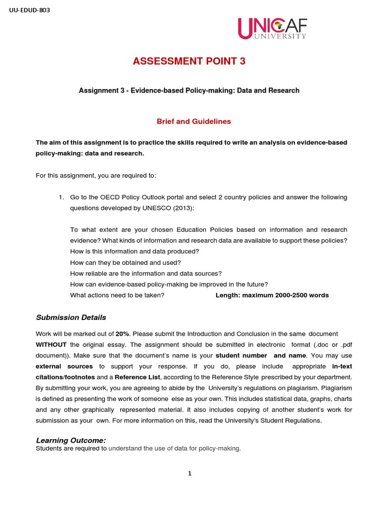 Week 6 - Evidence Based Policy-Making - Data and Research (Summative Assessment 3) 1 | PDF ...