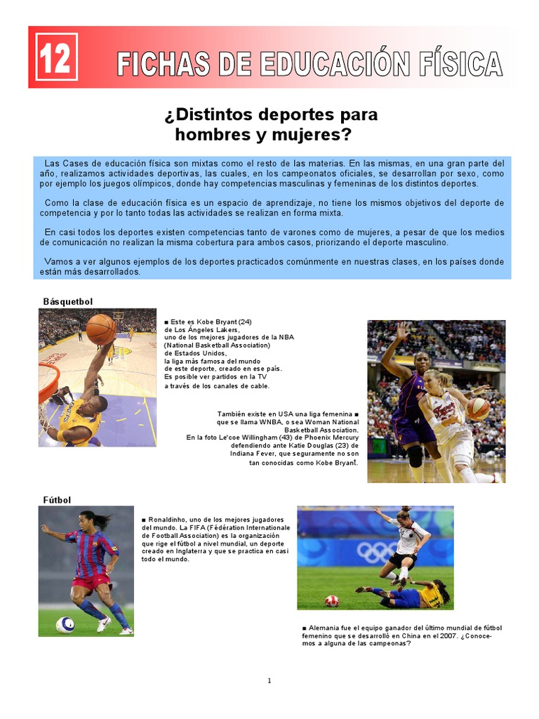 Copia de F12-Distintos Deportes para Hombres y Mujeres | PDF ...