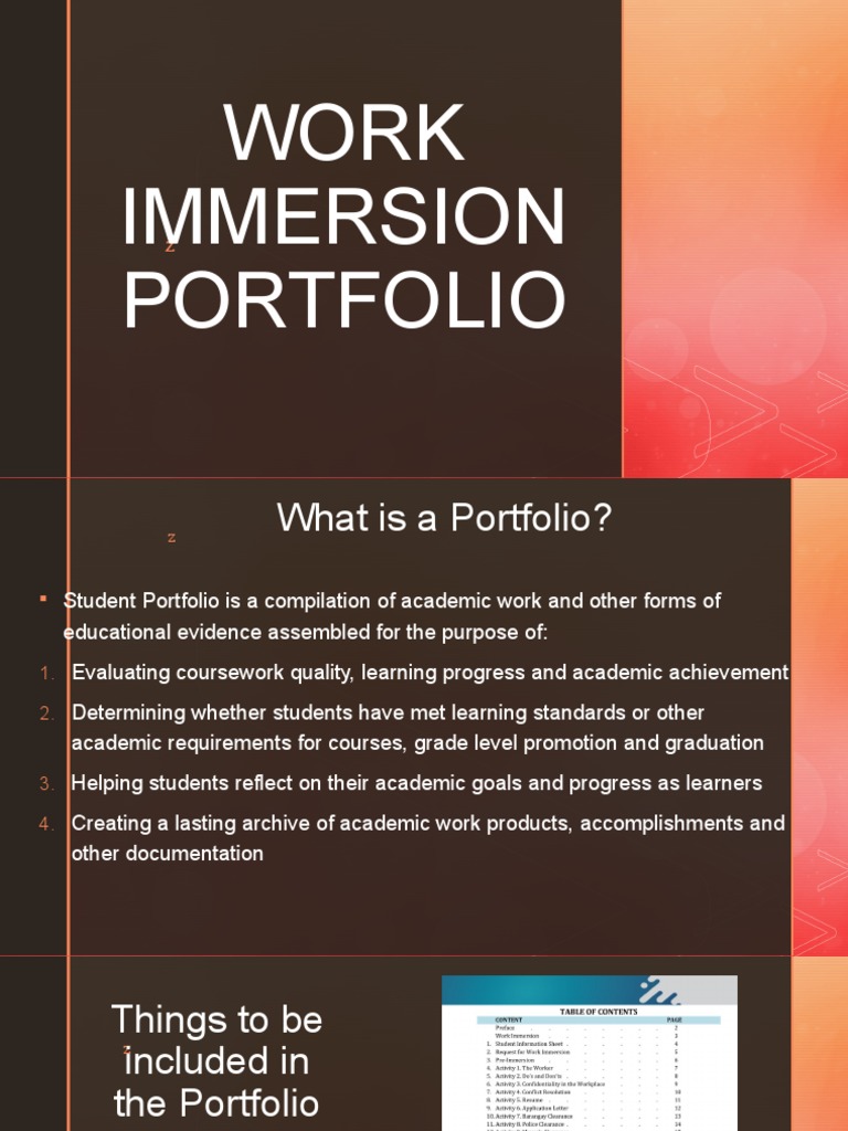 Work Immersion Portfolio | PDF