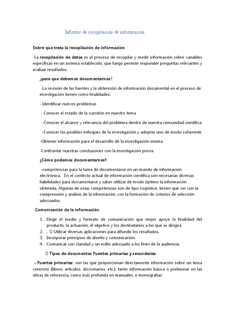 Imforme de Recopilación de Información | PDF | Información | Sicología