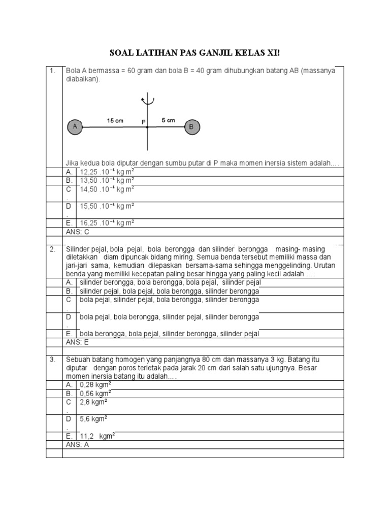 Soal Latihan Kelas Xi Pdf