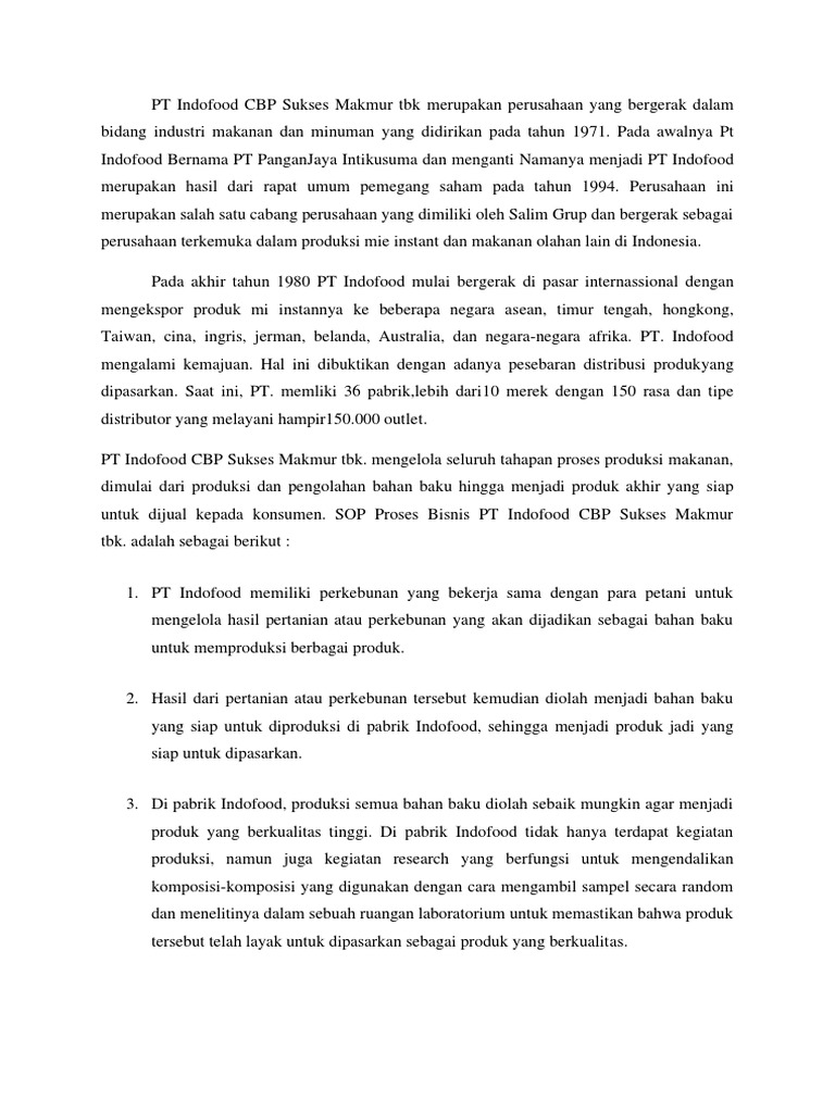 Profil PT Indofood: Industri Makanan & Minuman | PDF