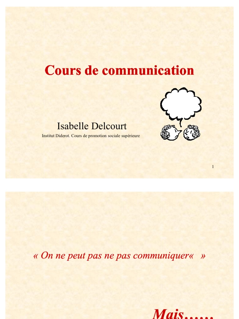 Cours de Communication Isabelle Delcourtid 1 PDF Free | PDF