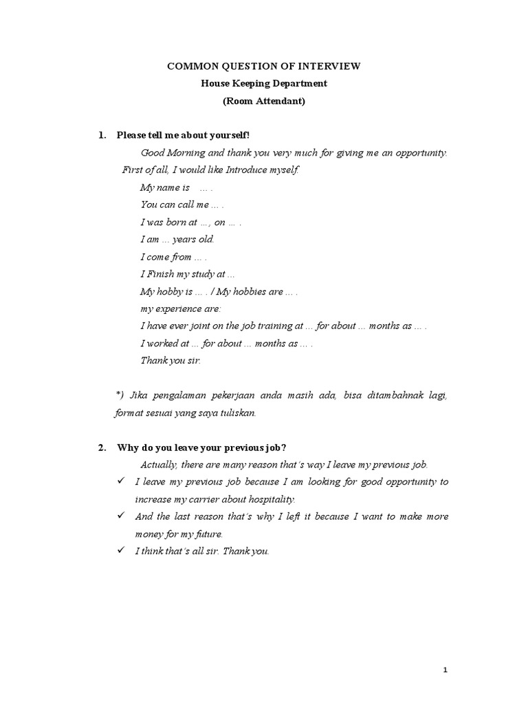 Common Question of Interview HK | PDF Common Question of Interview HK | PDF