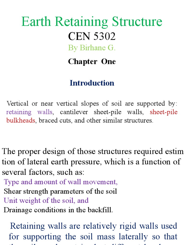 Earth Retaining Structure | PDF | Civil Engineering | Building Engineering