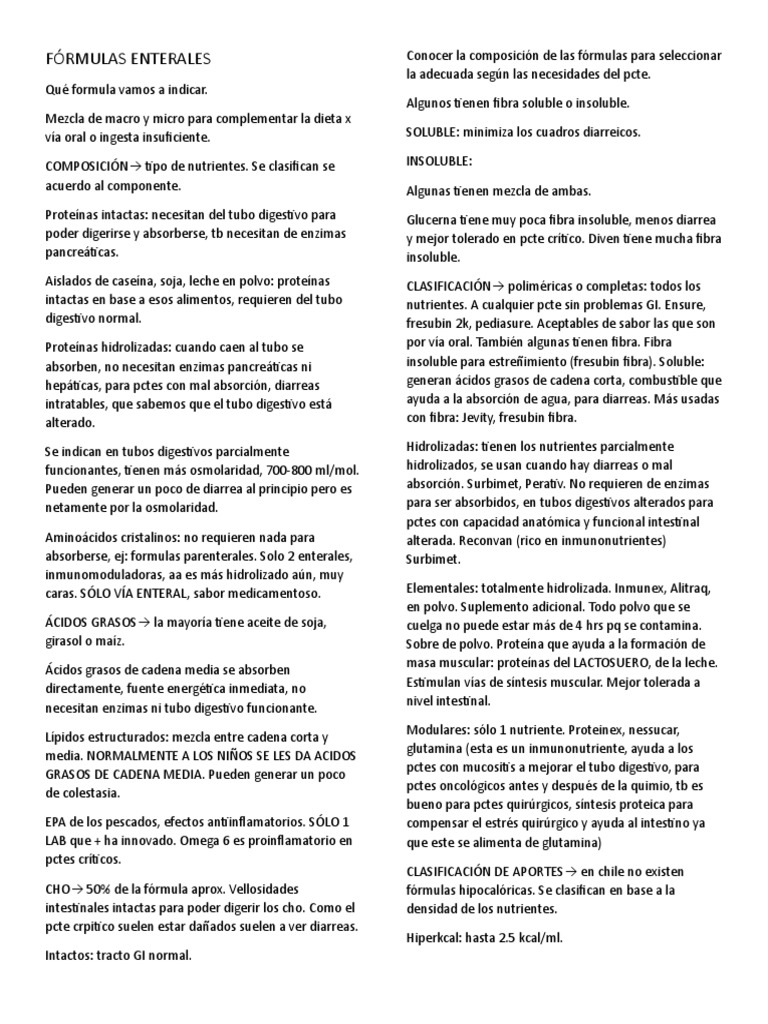 FÓRMULAS ENTERALES | PDF | Fibra dietética | Dieta y nutrición