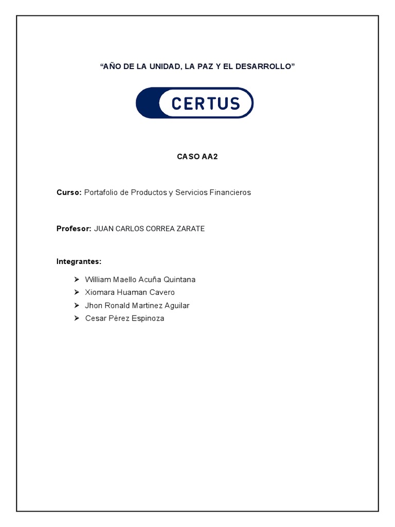 Portafolio Certus - Evidencia 2 | PDF