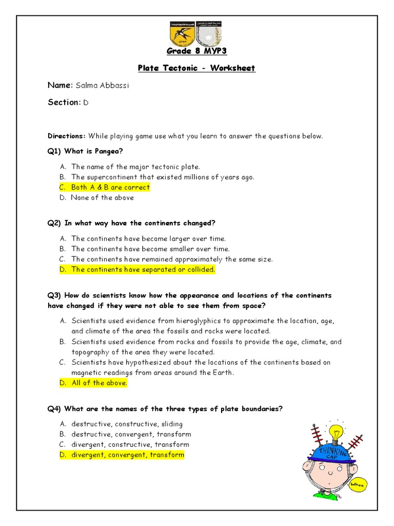 Plate Tectonics - Worksheet - 2021 | PDF