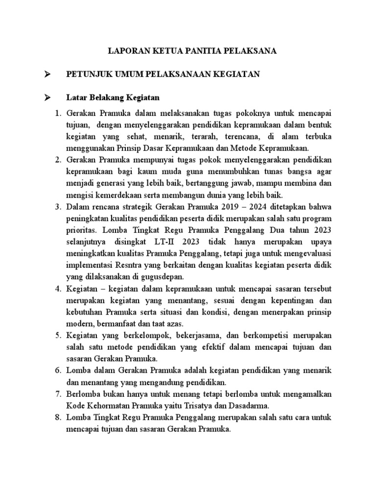 Laporan Ketua Panitia Pelaksana | PDF