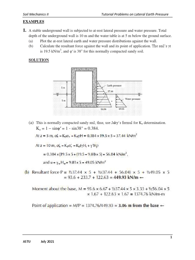 3-Example On Earth Pressure-July2021 | PDF | Soil Mechanics | Mechanics