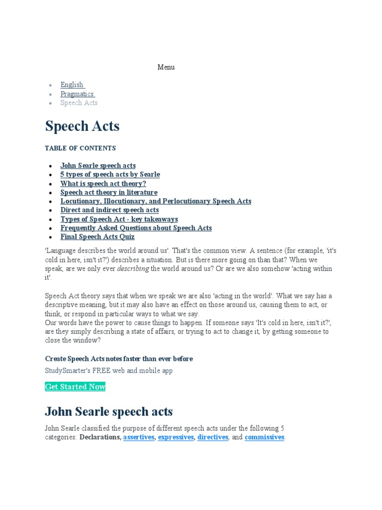 Speech Act | PDF | Question | Semiotics