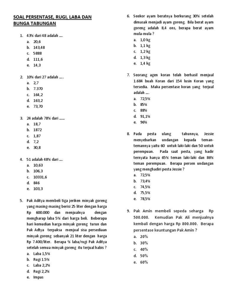 Soal Persentase | PDF