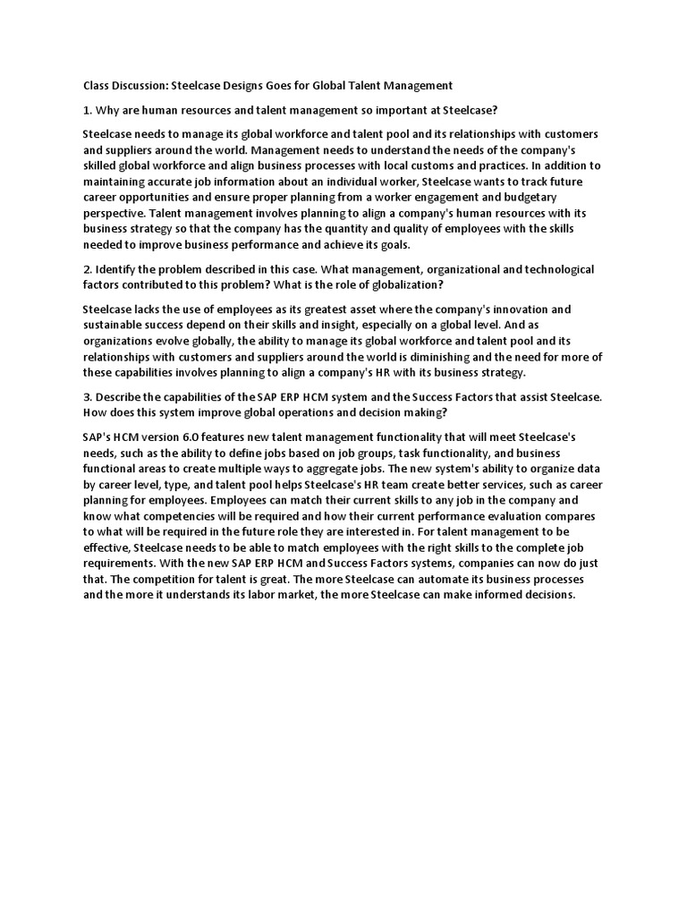 Steelcase Designs Goes For Global Talent Management | PDF | Talent Management | Human Resources