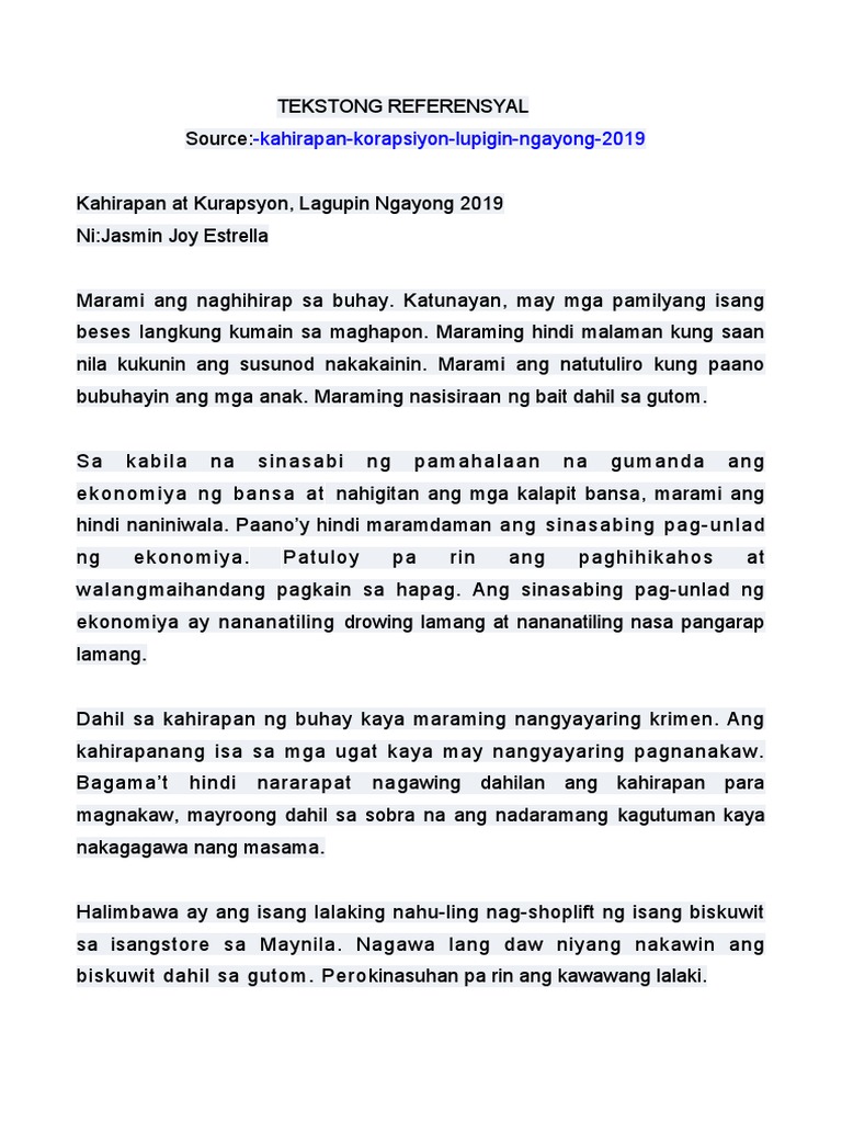 Tekstong Referensyal | PDF