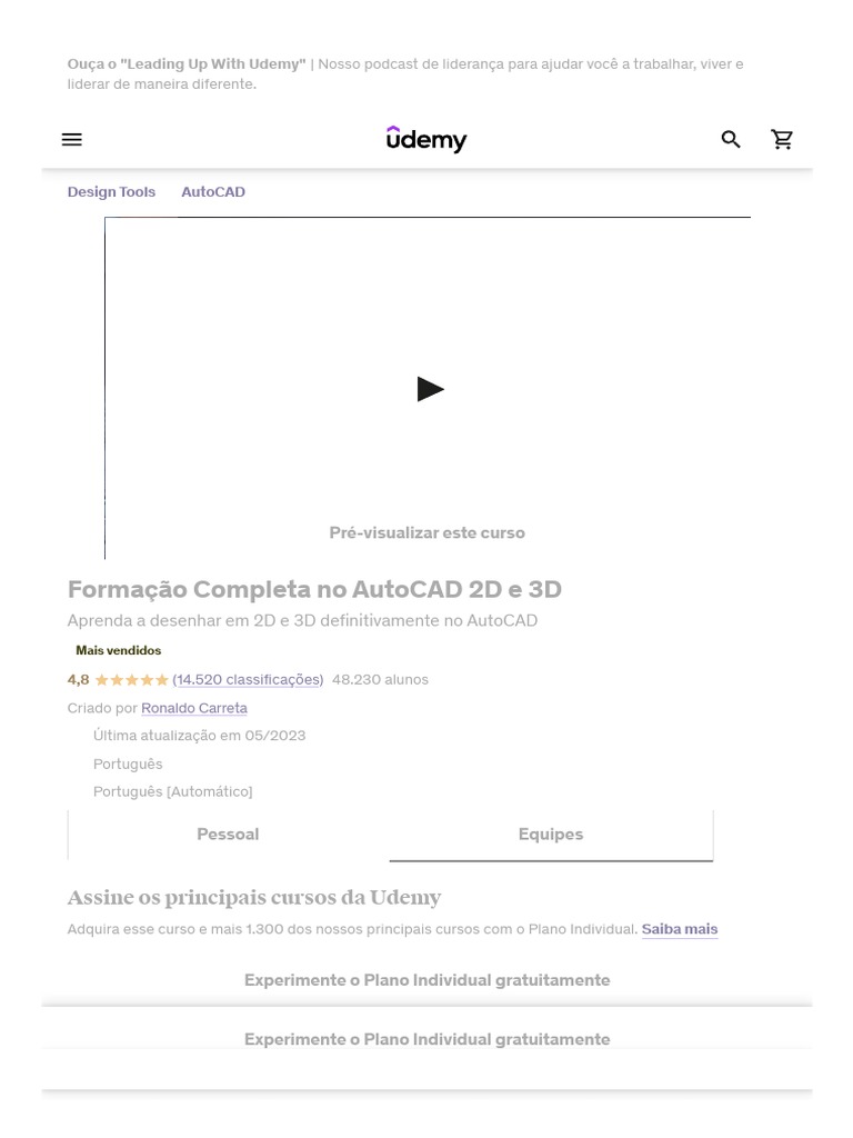 Formação Completa No AutoCAD 2D e 3D - Udemy | PDF | Auto Cad