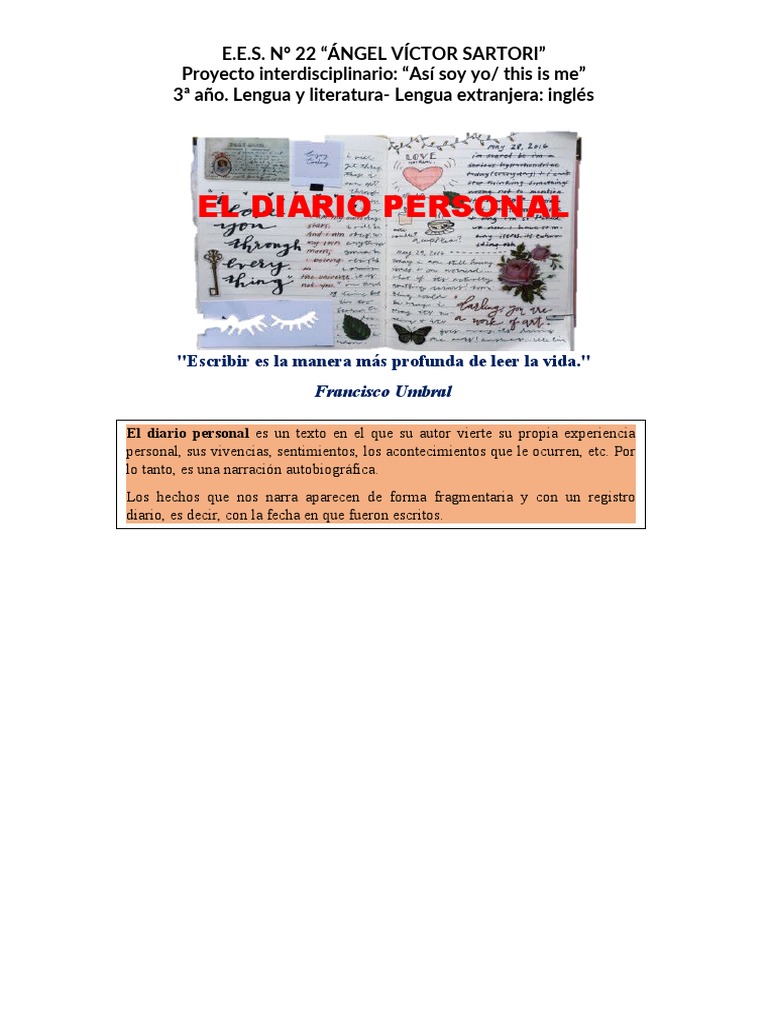 Ejemplos y guía para un diario personal | PDF | Diario