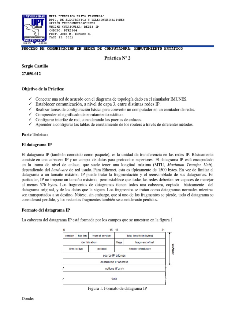 Práctica #2-Enrutamiento - Estatico Sergio | PDF | Enrutador (Computación) | Protocolos de internet
