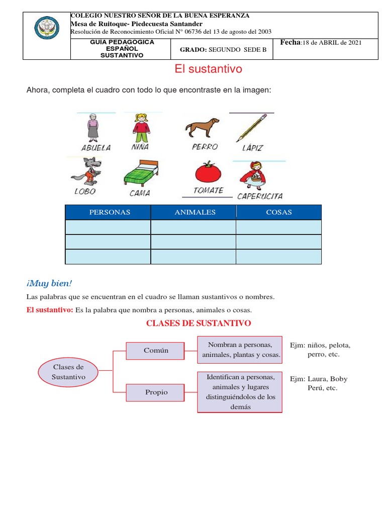 Guia de Sustantivo - Propio - Comun | PDF | Sustantivo | Arco iris