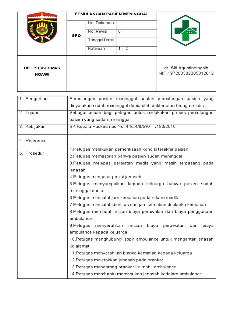 Spo Pemulangan Pasien Meninggal Pdf