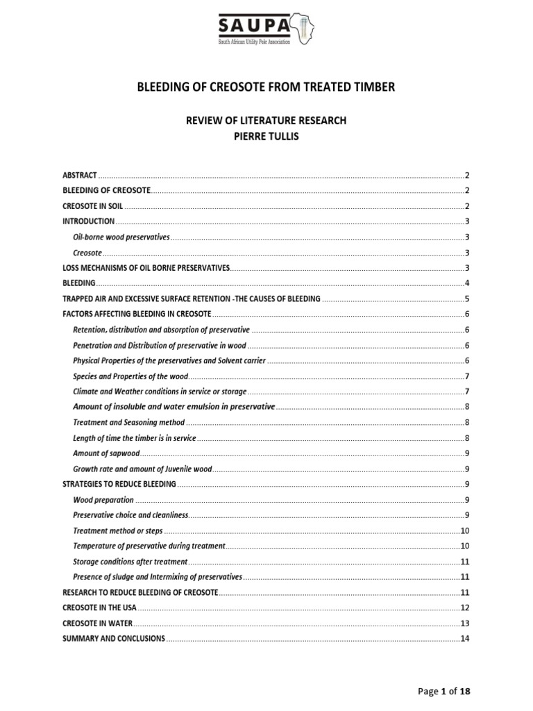 Review Of Literature Research Of Creosote PDF Wood Atmosphere Of