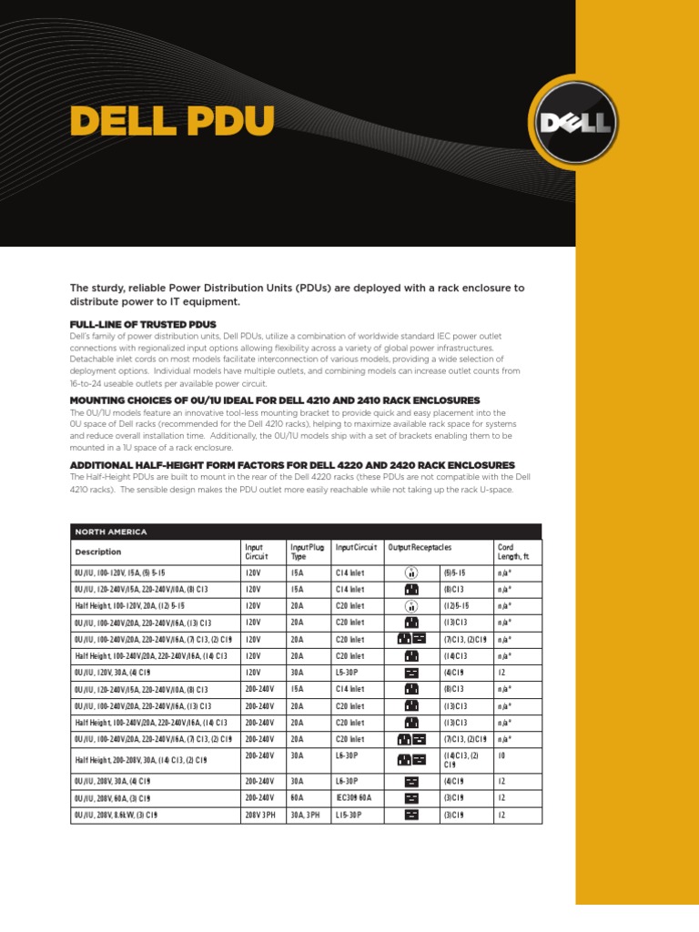 Dell PDU Basic Brochure Style Specification Sheet | PDF | Power ...