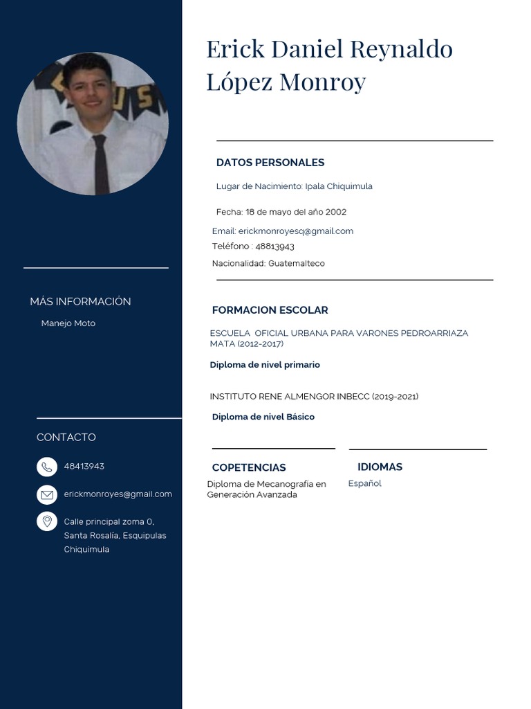Currículum Corporativo Minimalista Azul Marino | PDF