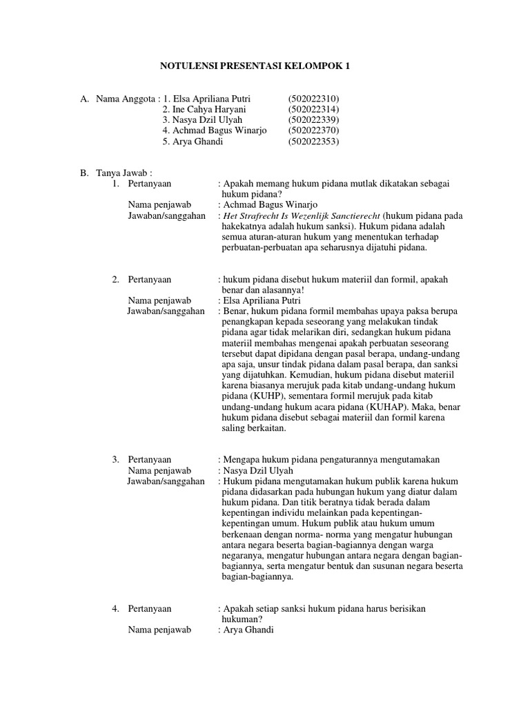 Notulensi Pidana 2 | PDF