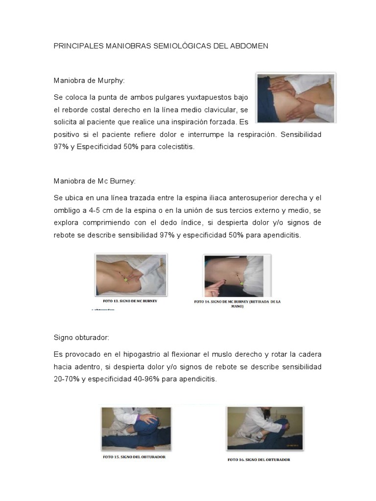 Maniobras Semiológicas Abdominales | PDF | Abdomen | Tracto ...