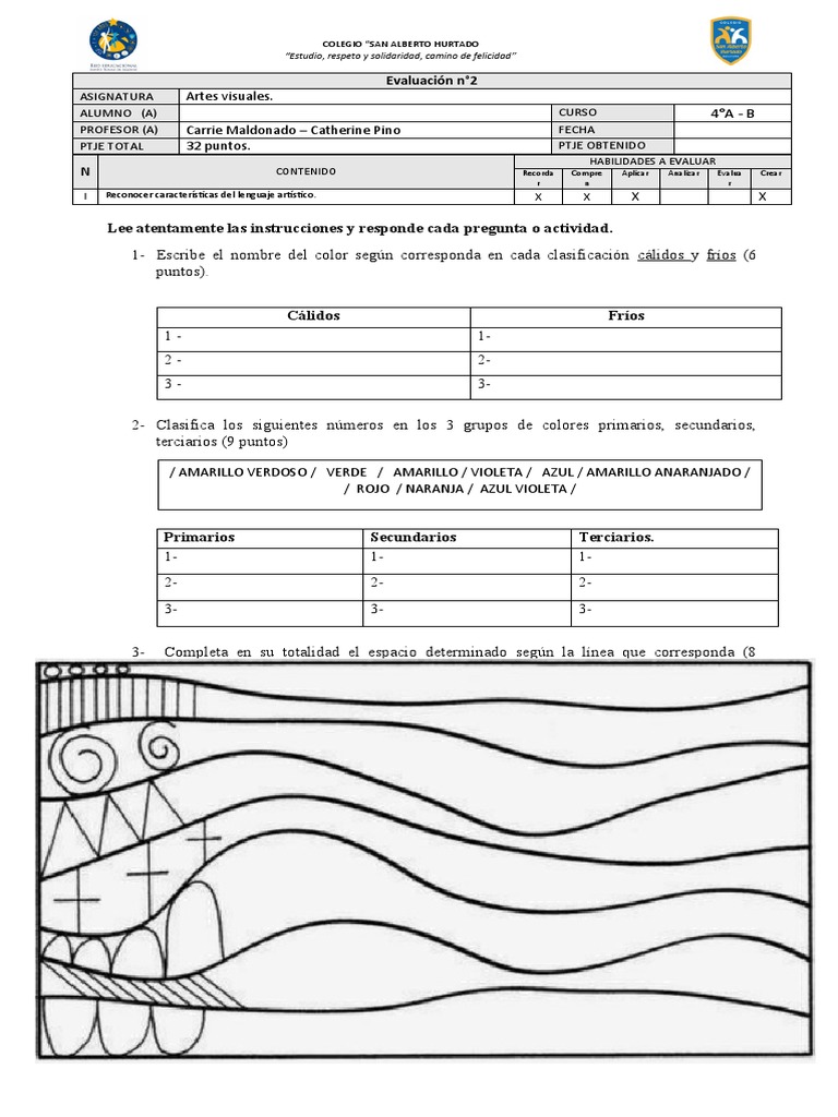 Artes Visuales 4° Evaluación Lenguaje Artístico | PDF