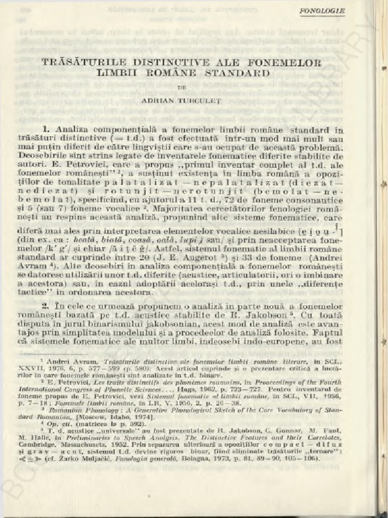 Turculet, Adrian, Trasaturile Distinctive Ale Fonemelor..., Limba ...
