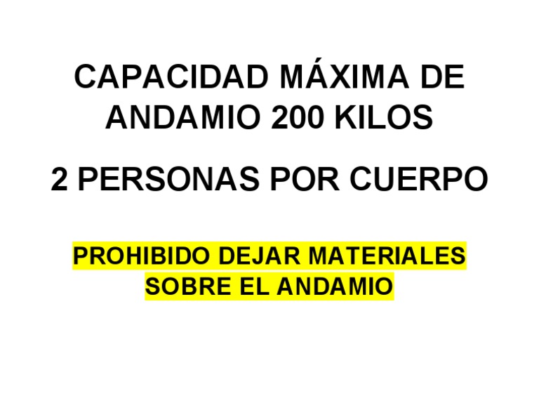 Capacidad Máxima de Andamio 200 Kilos | PDF