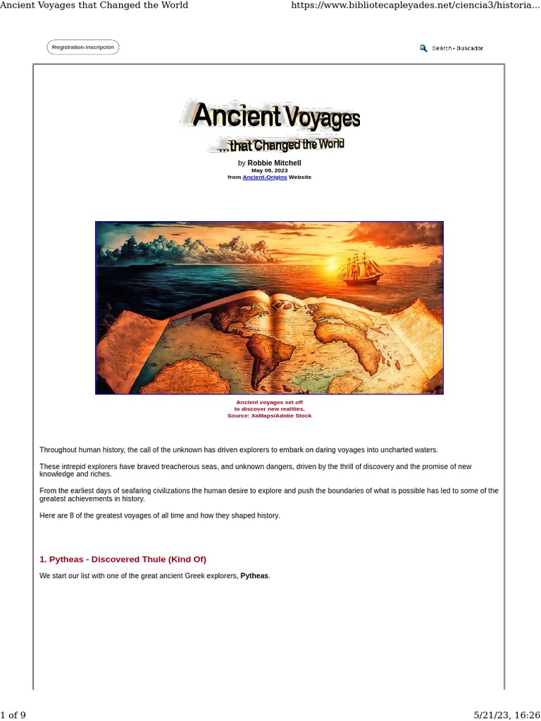 Ancient Voyages That Changed The World | PDF | Francis Drake | Christopher Columbus