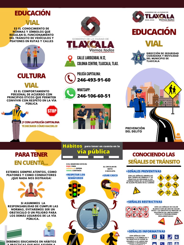 Educación Vial Triptico | PDF | Semáforo | Peatonal