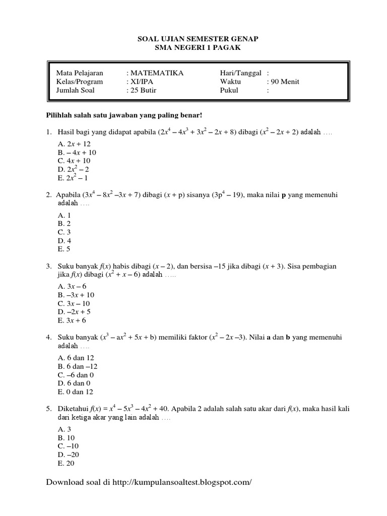 Soal Mtk Kelas XI | PDF