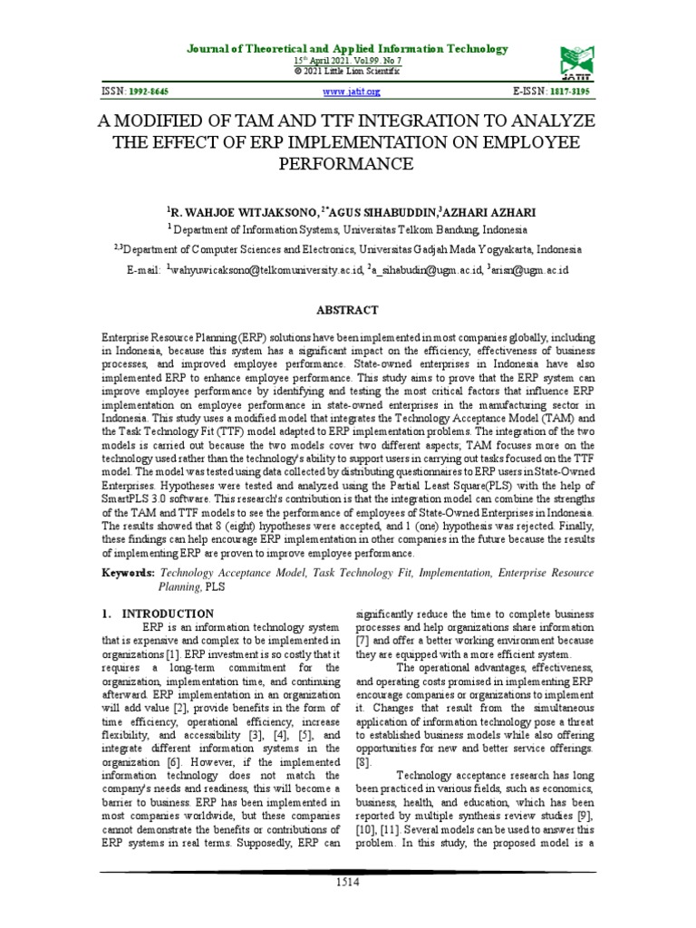 The Effect of Erp Implementation On Empl | PDF | Coefficient Of Determination | Enterprise ...