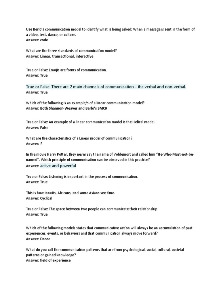 Oral Com Answer Exam | PDF | Communication | Nonverbal Communication