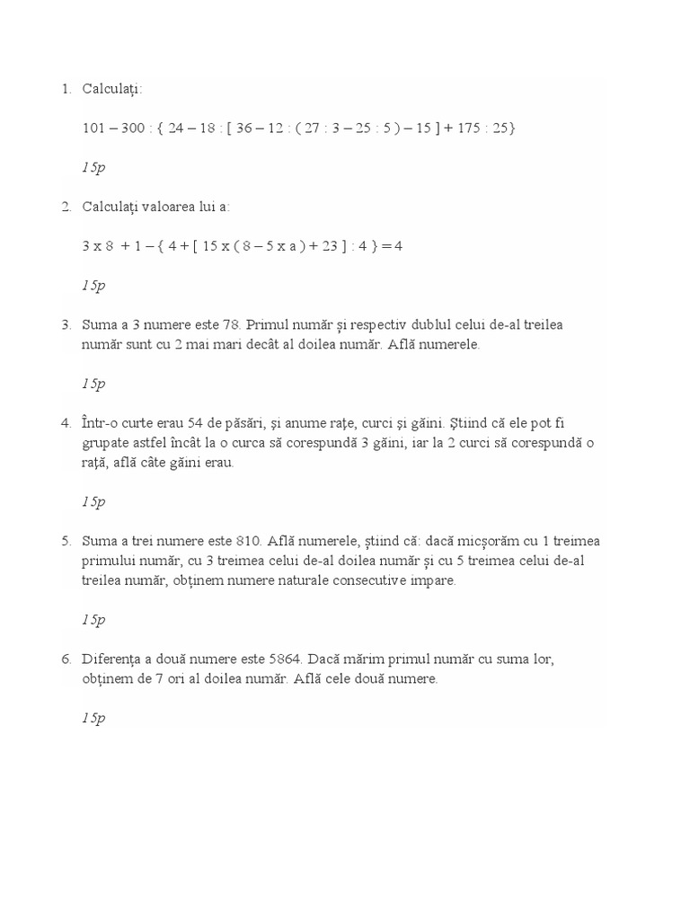 Subiecte Bareme 4 - 2018 | PDF
