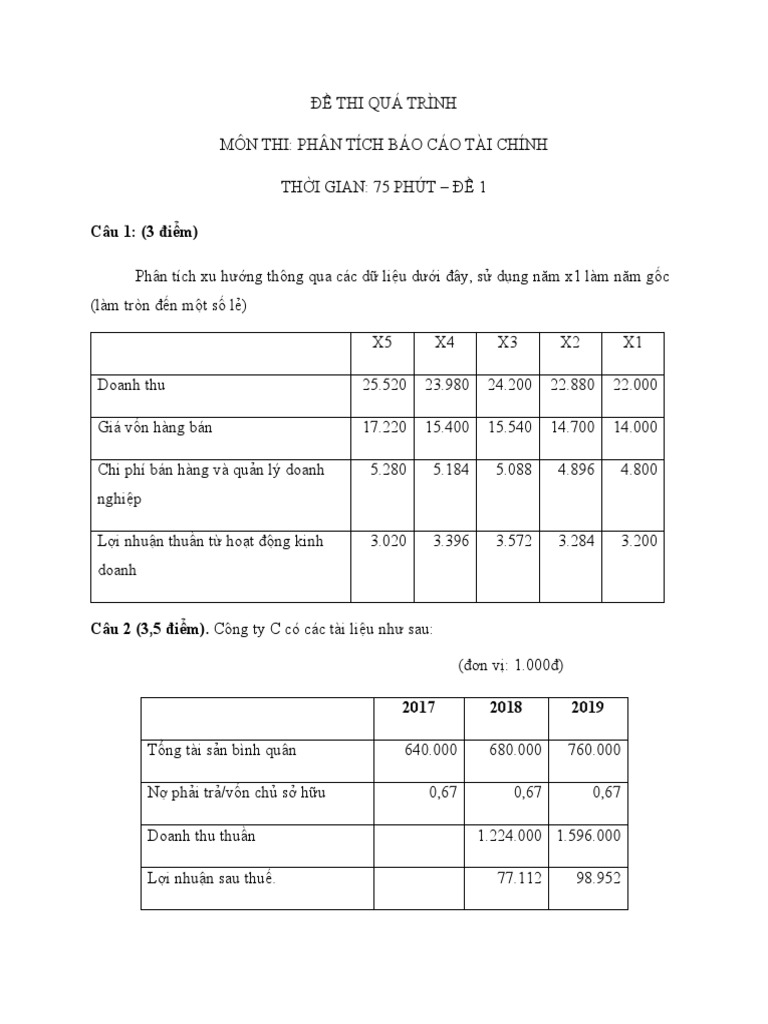 C6 17.3.2023 Đề thi quá trình PTBCTC Chính thức | PDF