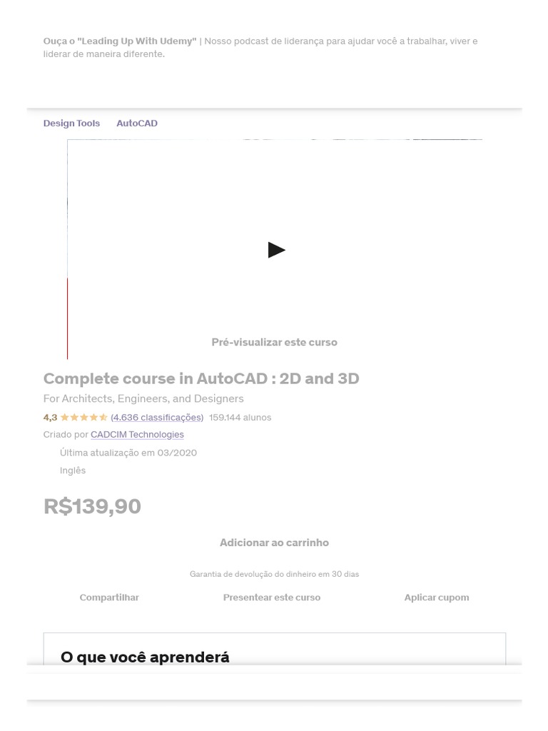 Complete Course in AutoCAD - 2D and 3D - Udemy | PDF | Technical Drawing | Auto Cad