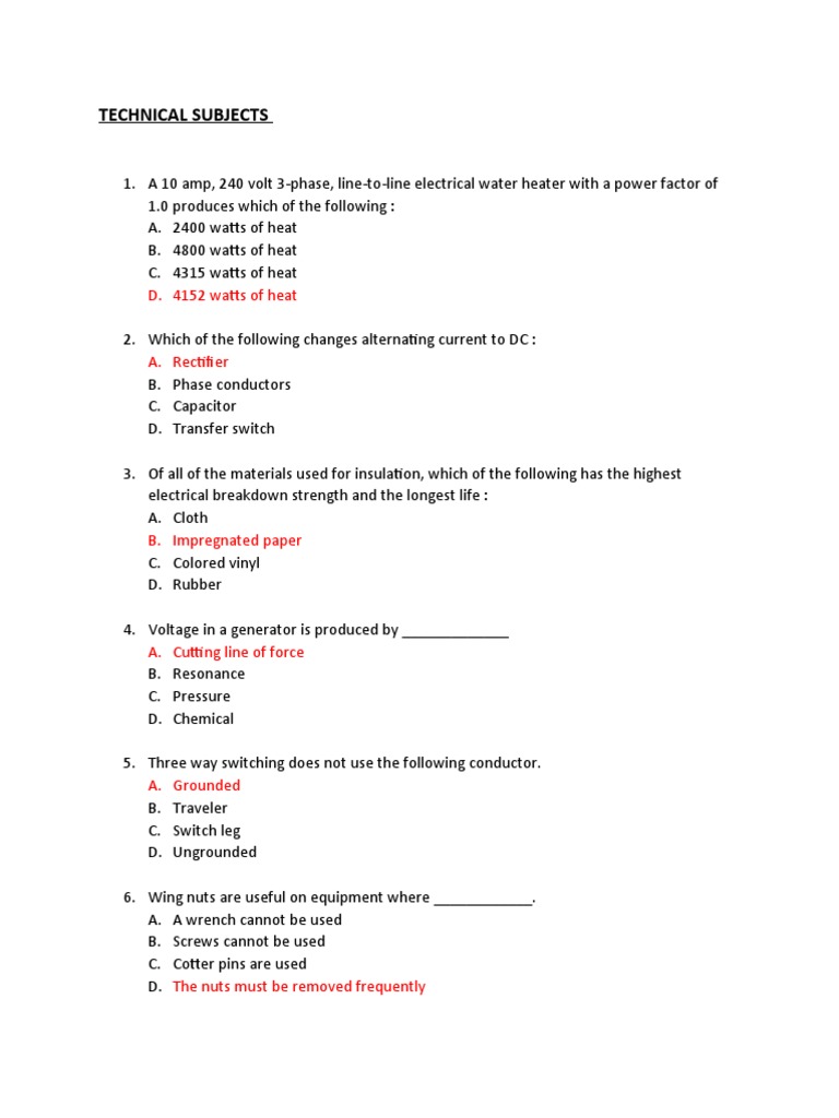 Bee Technical Subjects 2019 | PDF | Electrical Resistance And ...