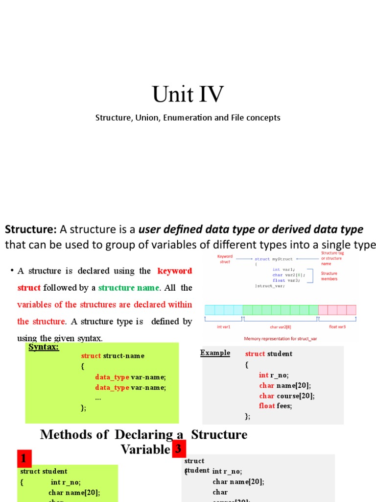 Structure, Union, Enumeration and File Concepts | PDF | Pointer (Computer Programming ...