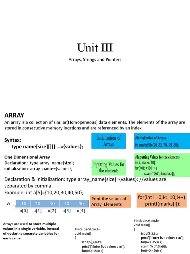 Arrays String And Pointers Pdf Pointer Computer Programming String Computer Science