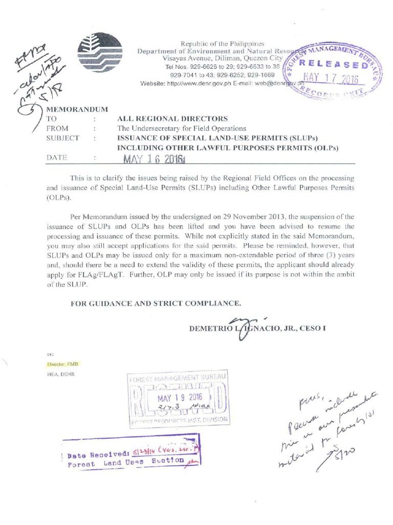 DENR Memorandum Dtd May 16, 2016 | PDF