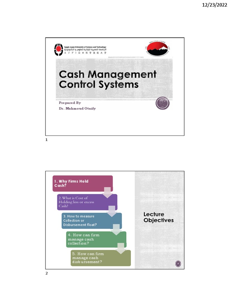 Lec. Cash MGT Control Systems | PDF | Cheque | Cash