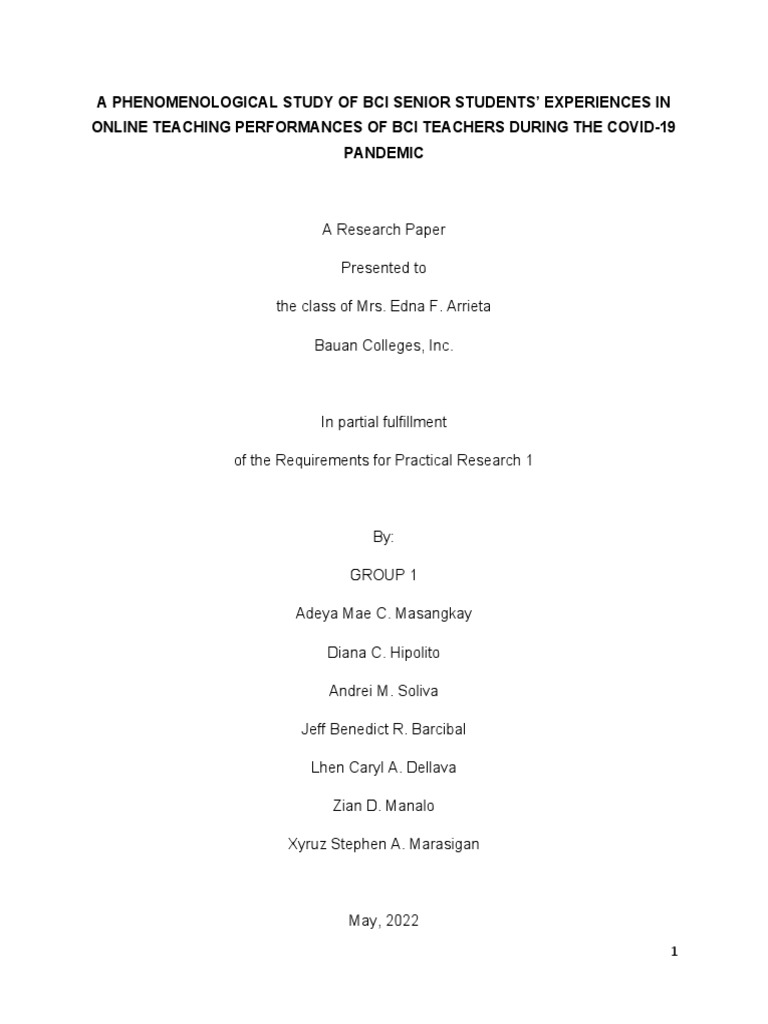 BCI Students' Online Learning Experiences | PDF | Educational ...