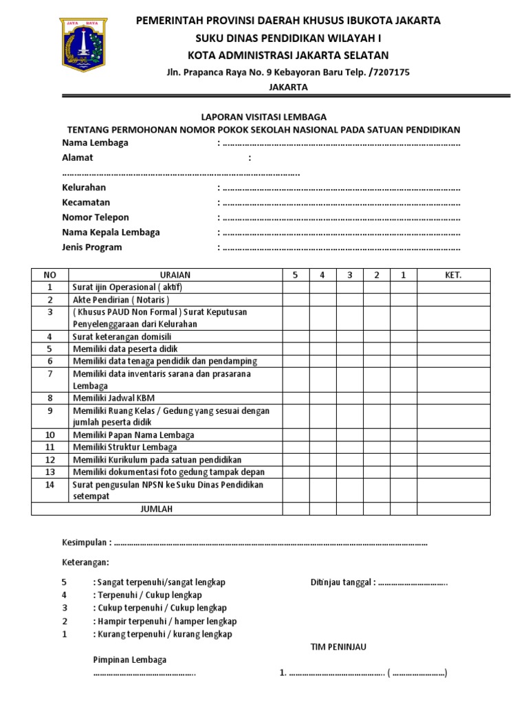 Lembar Monitoring Permohonan NPSN | PDF