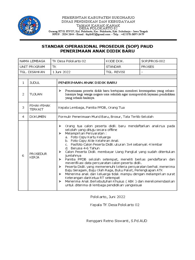 SOP PPDB, Tanggap Bencana PLKT 02 | PDF