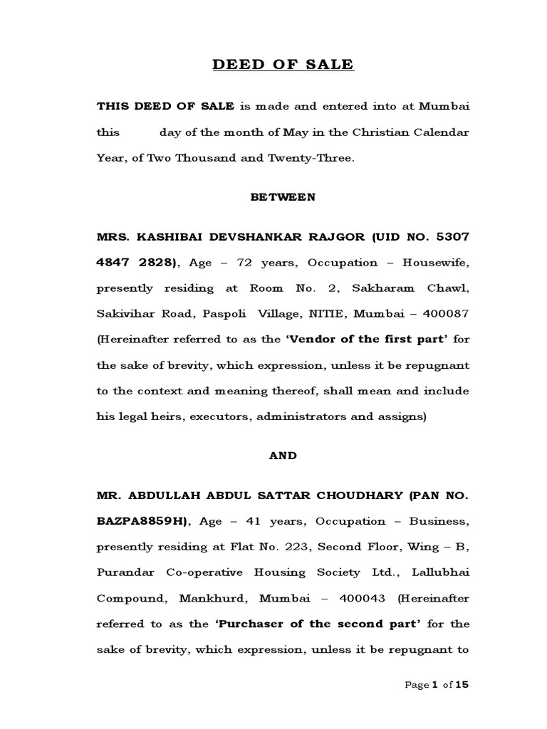 PAAA Agreement for Residential Flat Sale | PDF | Civil Law (Legal ...