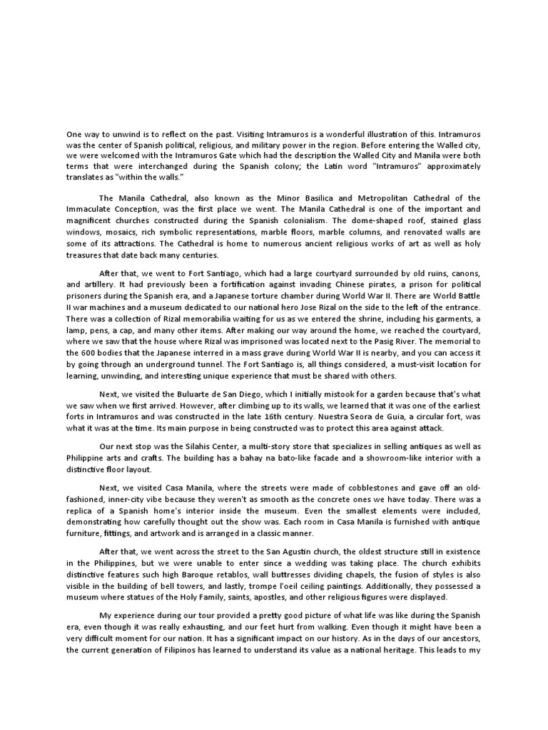 Intramuros Walk Tour Essay | PDF