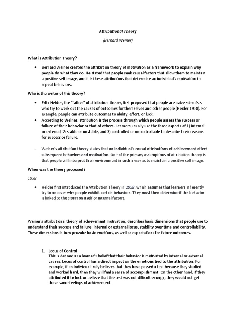 Attribution Theory | PDF